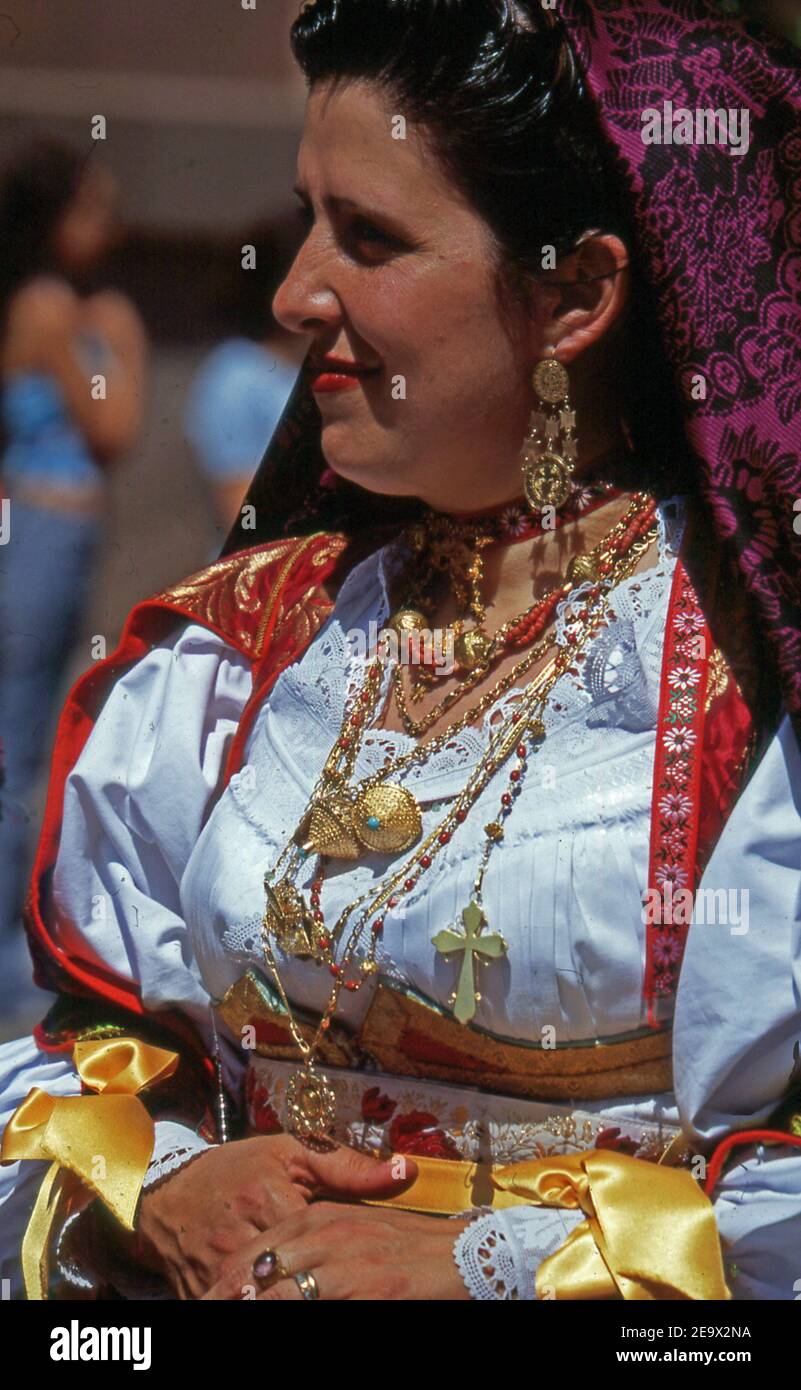 Sardinian traditional costumes (scanned from colorslide Stock Photo - Alamy