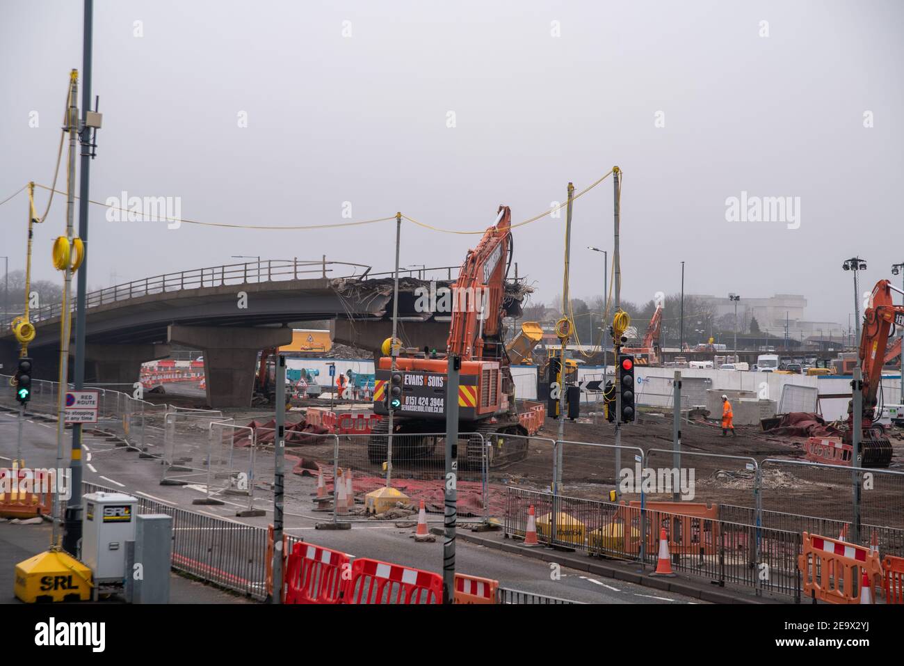 Birmingham, UK. 6th February 2021: Perry Barr Flyover passing by one of ...