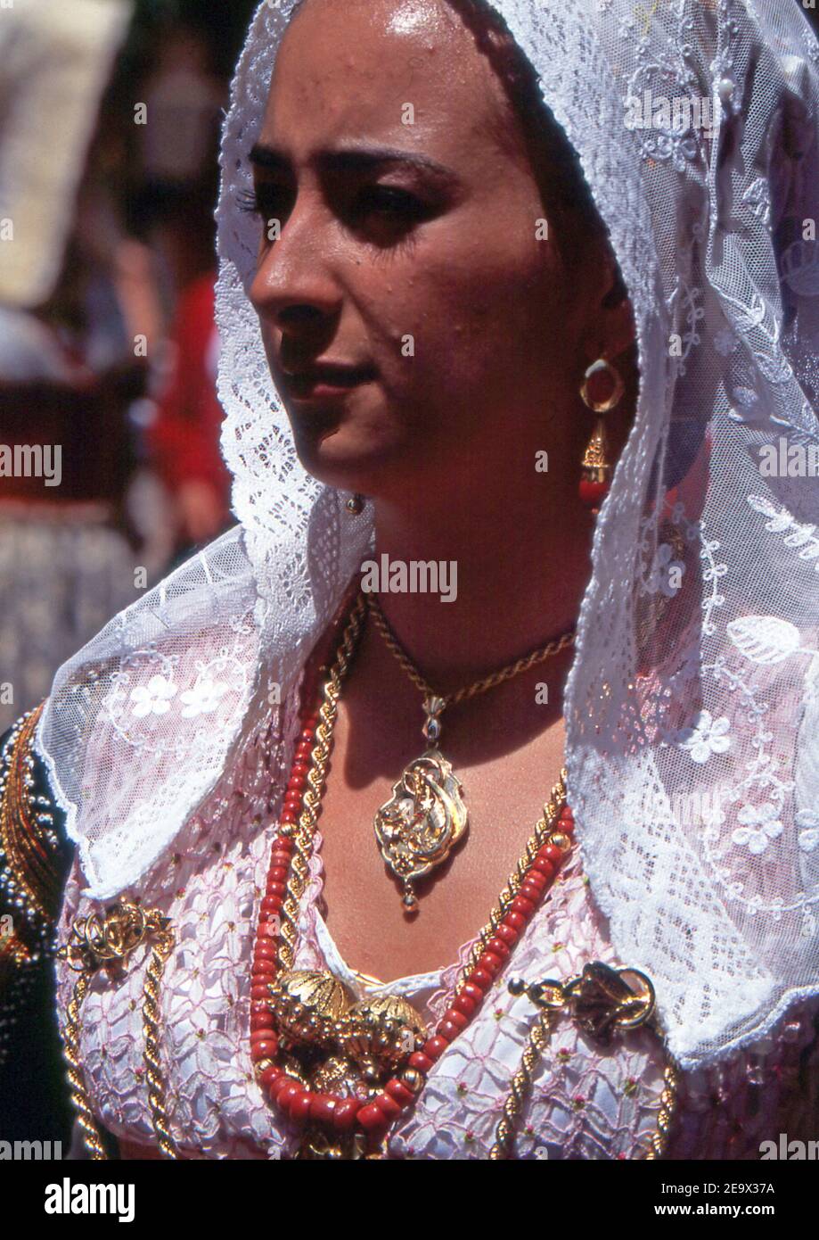 Sardinian traditional costumes (scanned from colorslide Stock Photo - Alamy