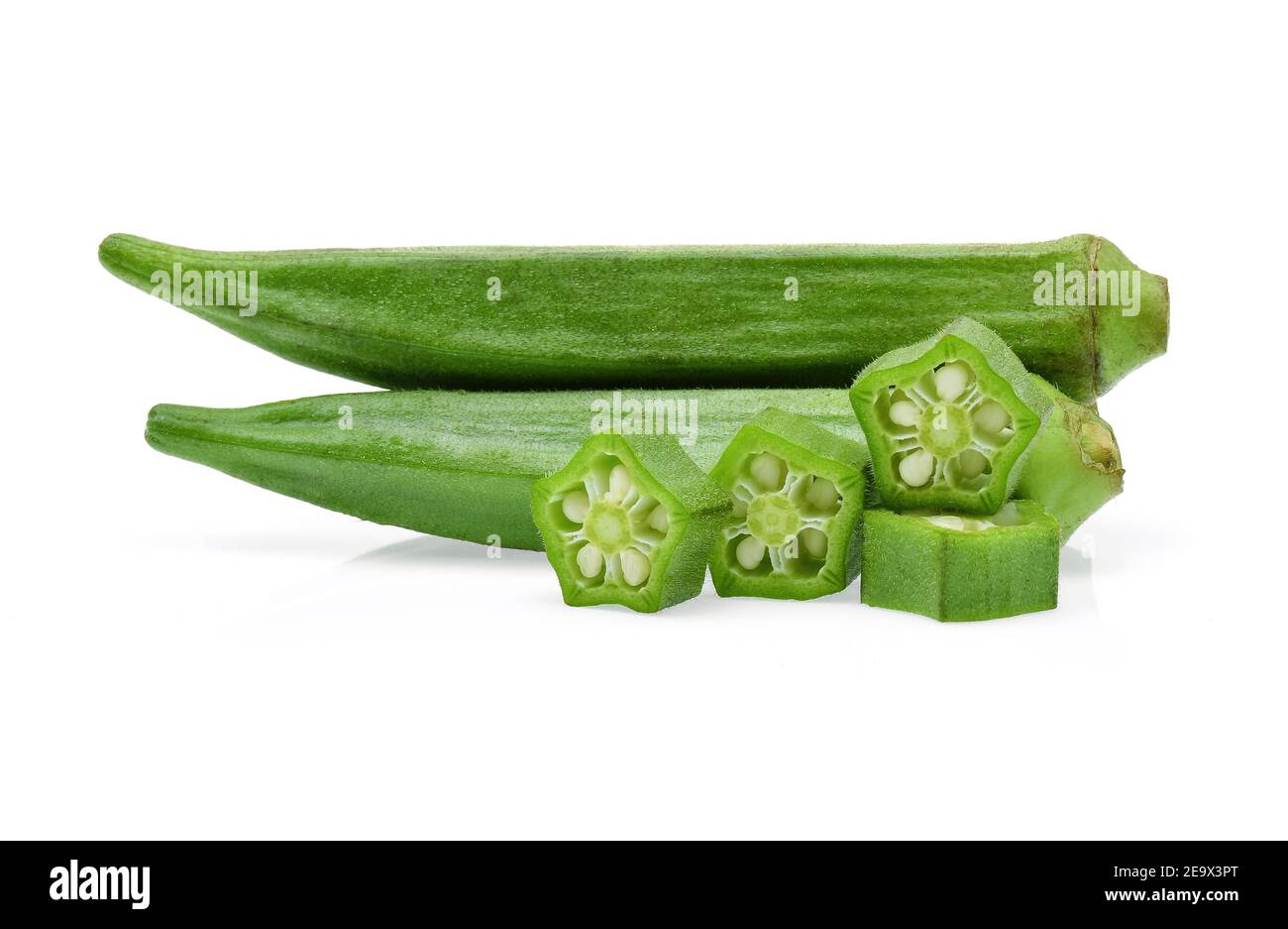 fresh okra isolated on white background Stock Photo - Alamy
