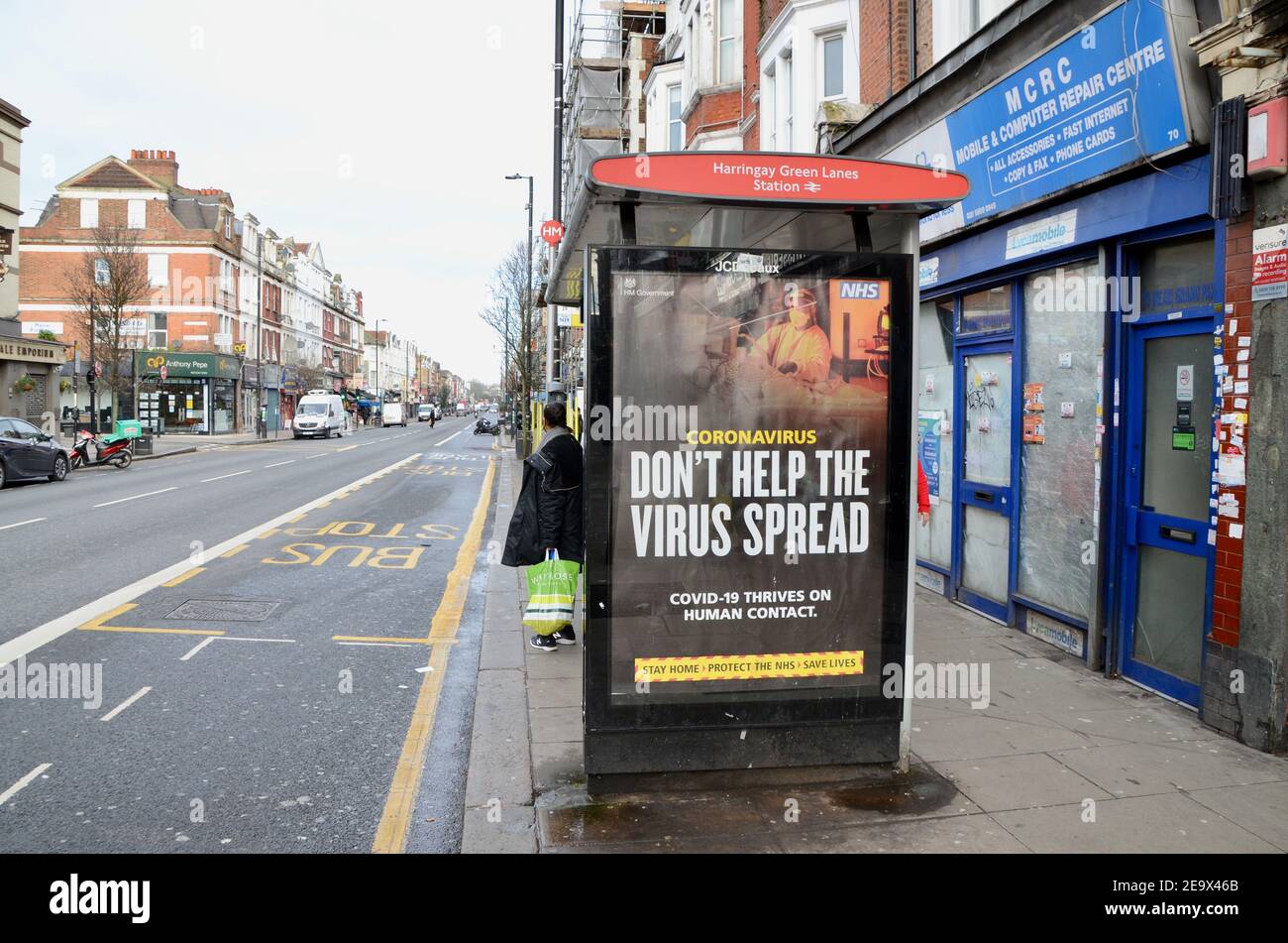 nhs government covid warning posters in haringey london green lanes uk ...