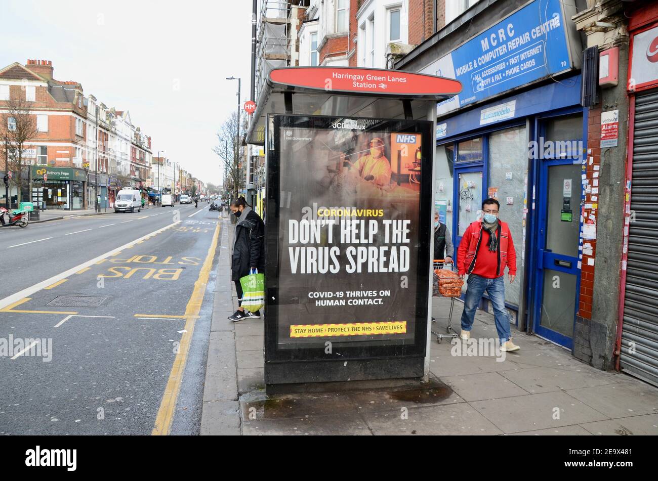 nhs government covid warning posters in haringey london green lanes uk ...