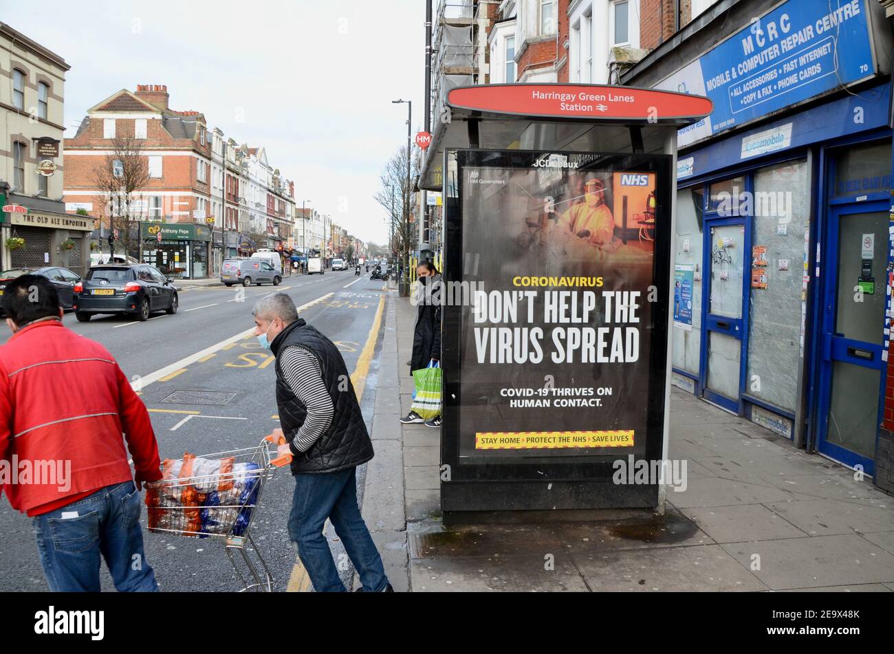 nhs government covid warning posters in haringey london green lanes uk ...