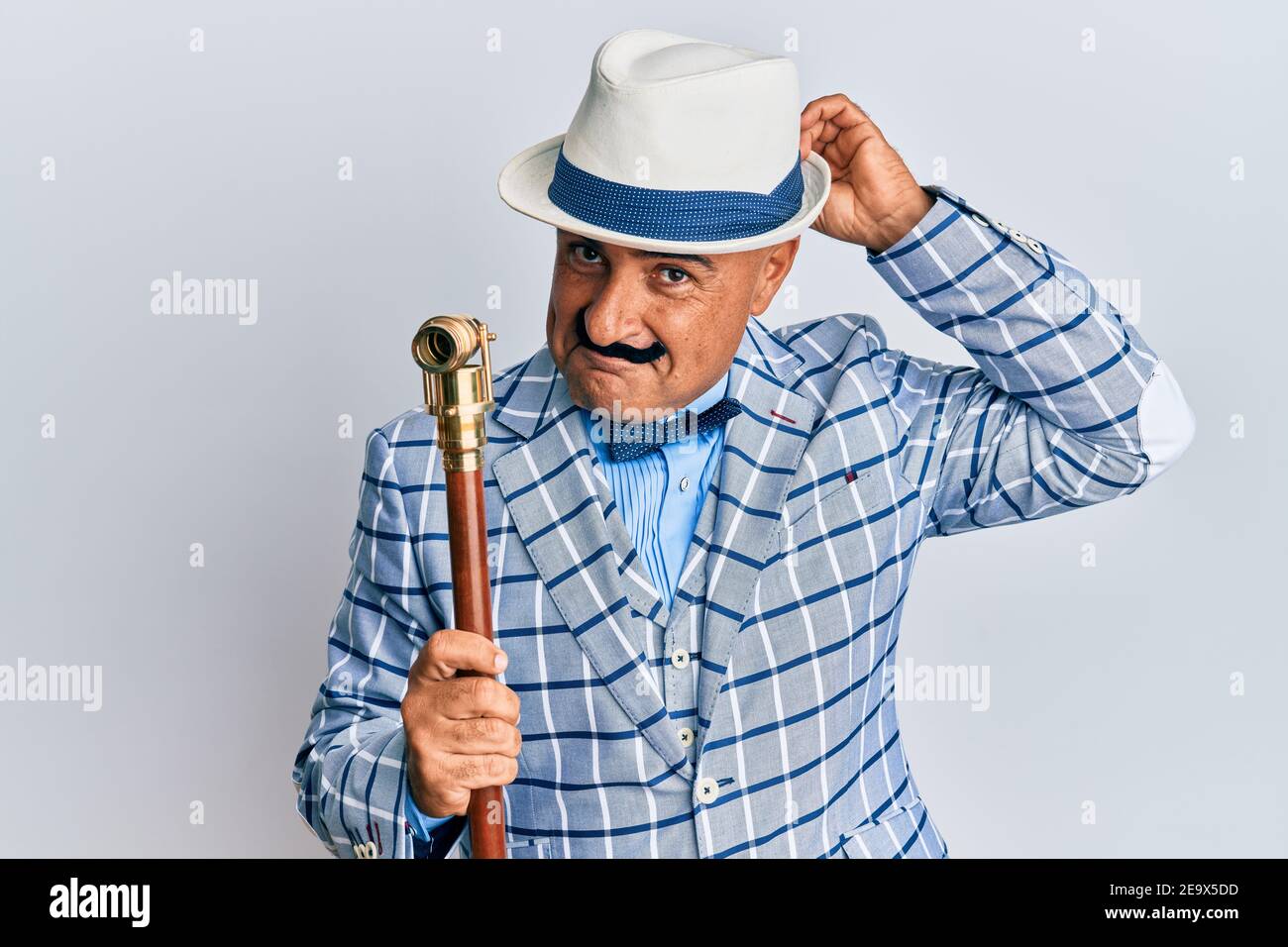 Mature middle east man with mustache wearing vintage and elegant ...