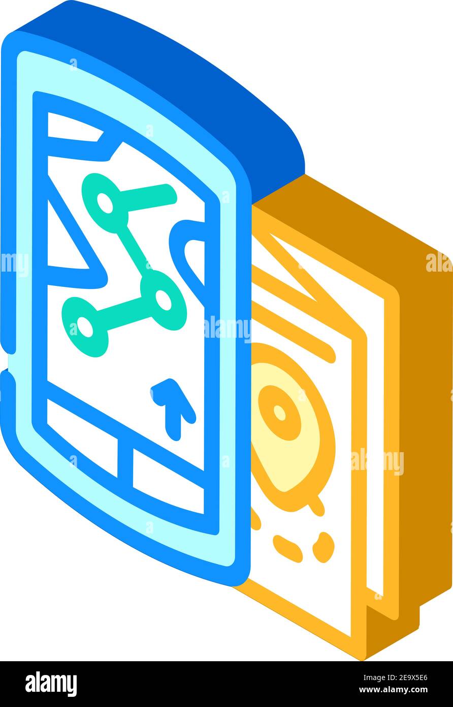 electronic and paper maps isometric icon vector illustration Stock ...