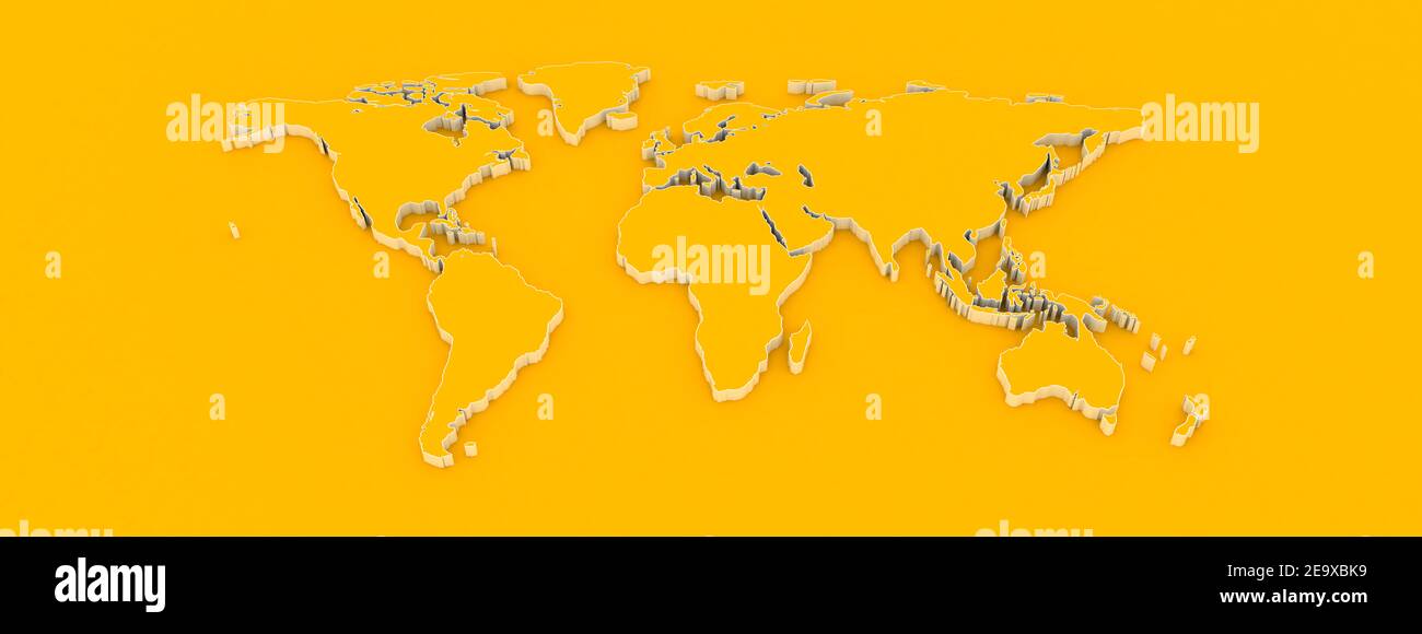 Yellow world map 3d rednder isolated on white background Stock Photo ...