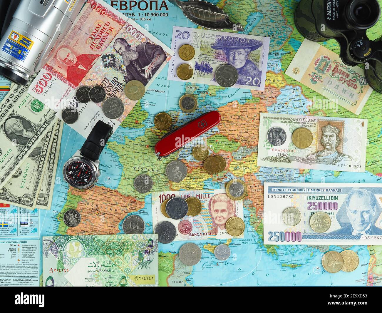 Map of Europe, political or general geology with traveler's items ...