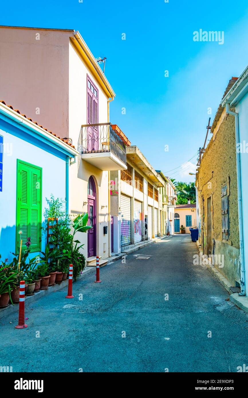 narrow street in the residential area of Nicosia, Cyprus Stock Photo ...