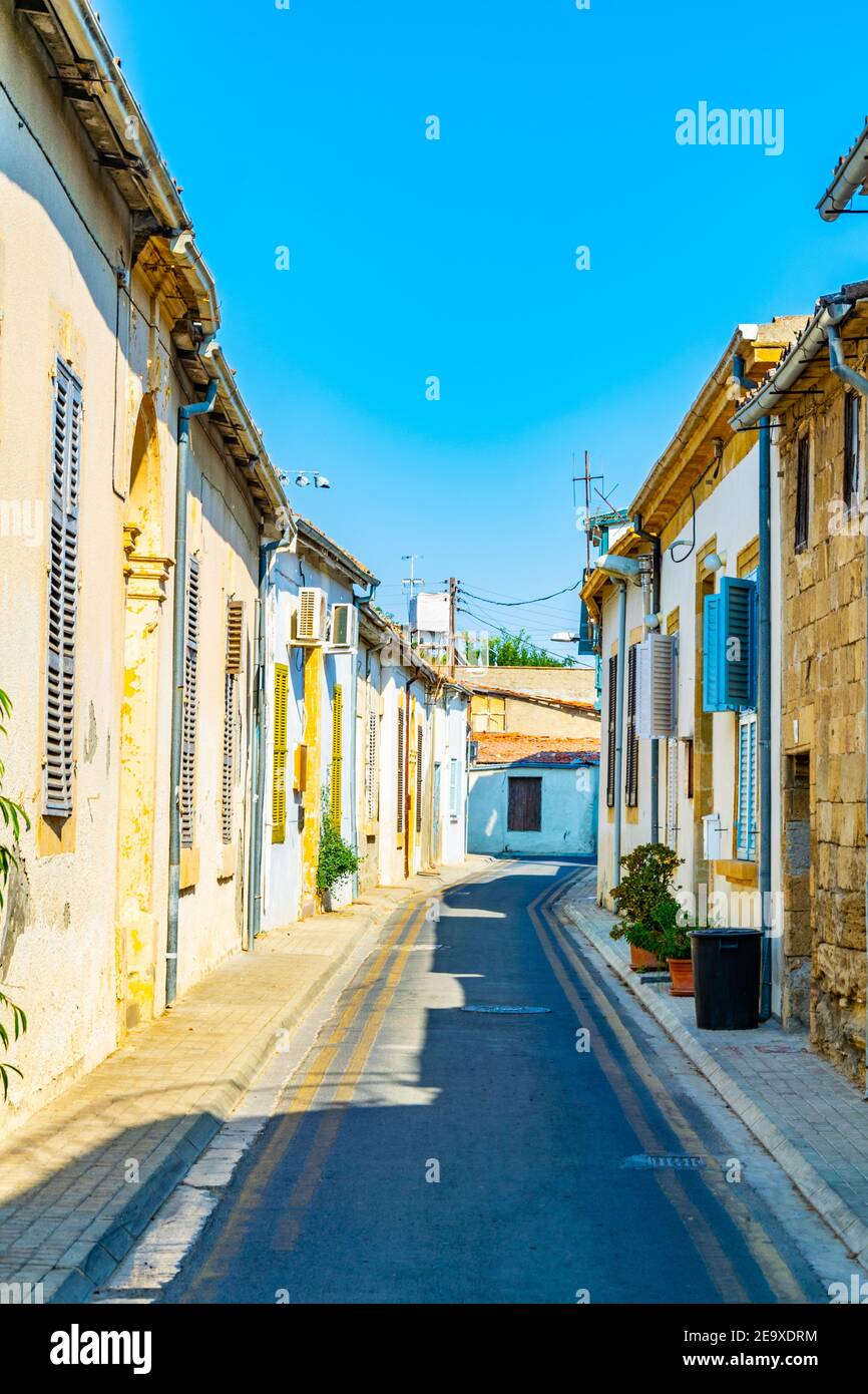 narrow street in the residential area of Nicosia, Cyprus Stock Photo ...