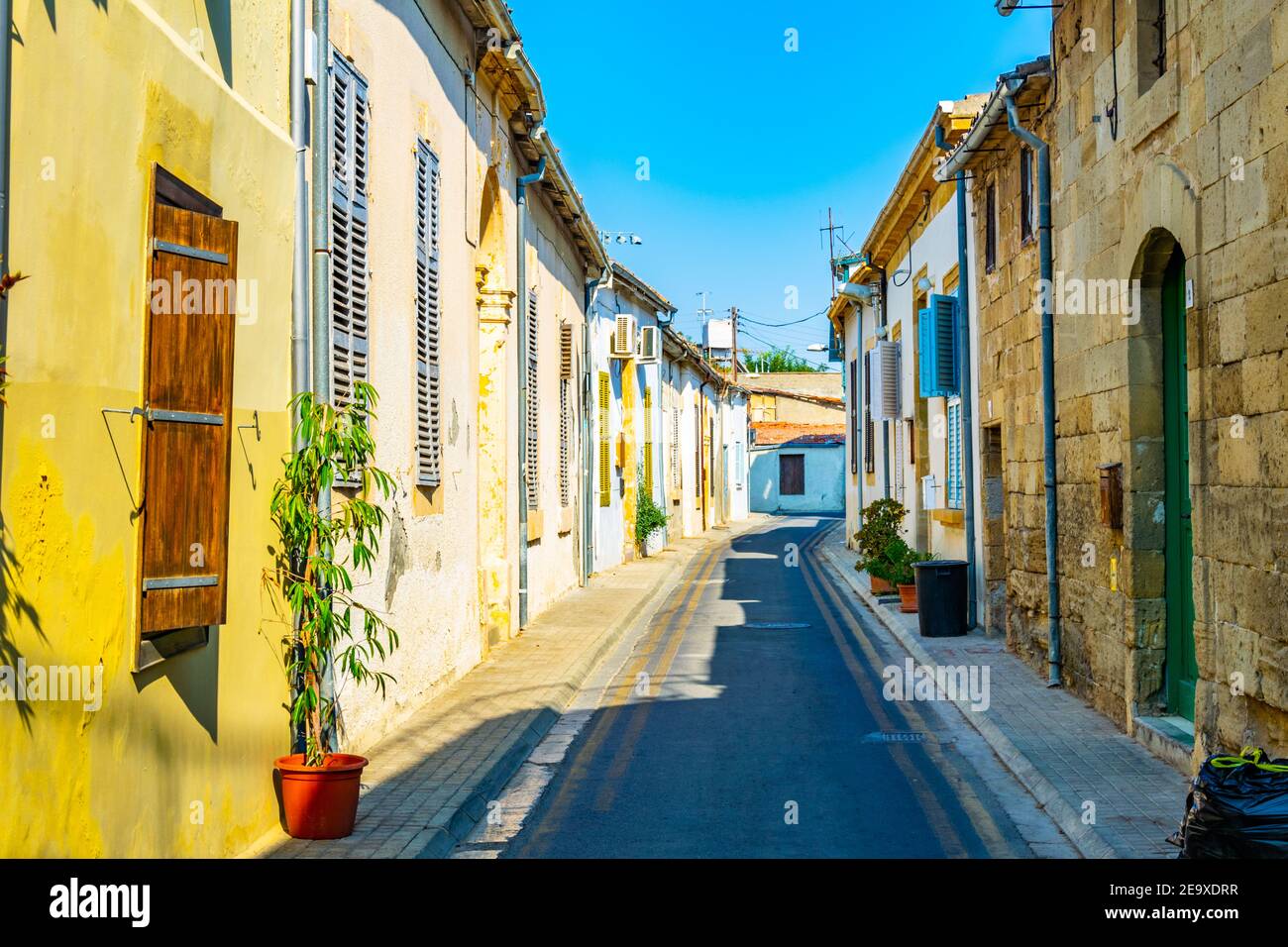 narrow street in the residential area of Nicosia, Cyprus Stock Photo ...
