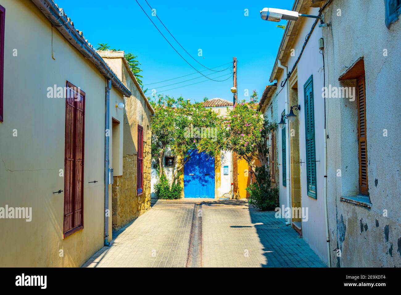 narrow street in the residential area of Nicosia, Cyprus Stock Photo ...