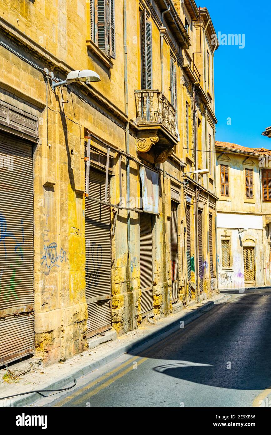 narrow street in the residential area of Nicosia, Cyprus Stock Photo ...