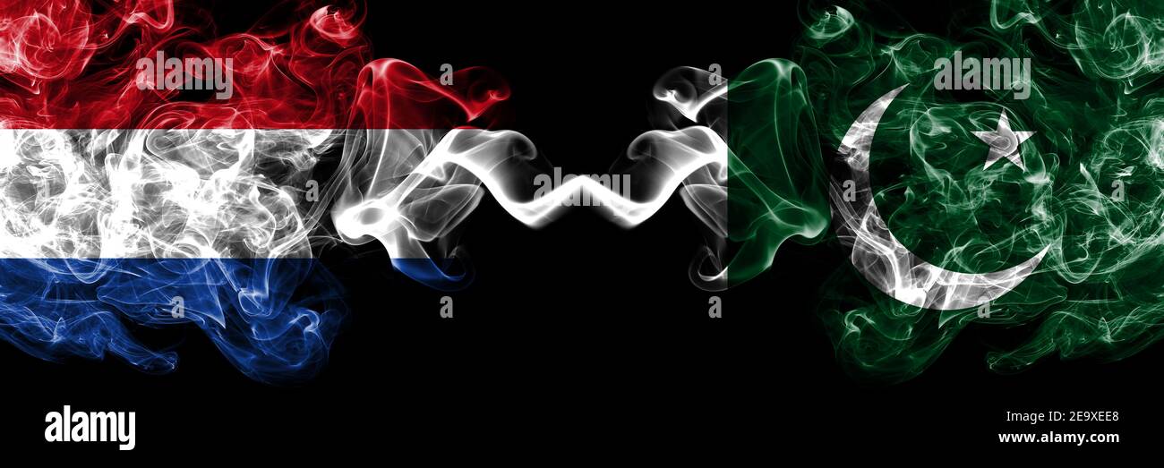 Netherlands vs Pakistan, Pakistani smoky mystic flags placed side by ...