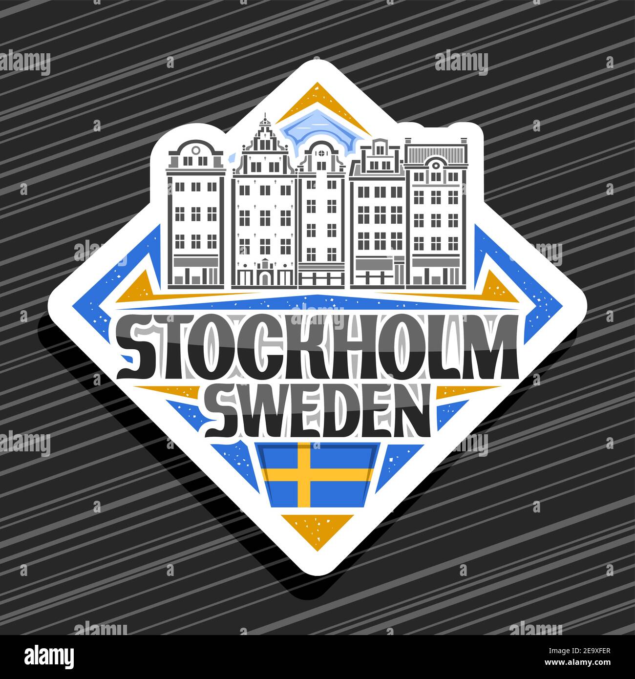 Vector logo for Stockholm, white rhombus road sign with line ...