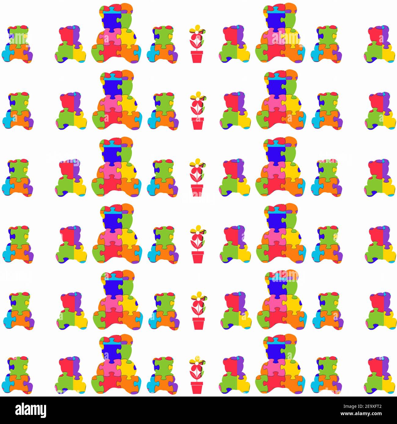 Illustration of bears composed of colorful puzzle pieces on white ...