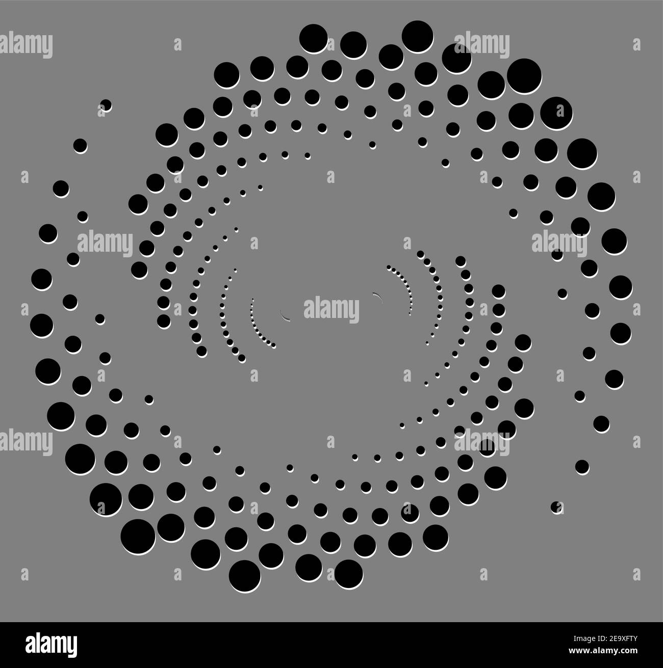 Black halftone dots in vortex form. Geometric art. Trendy design ...