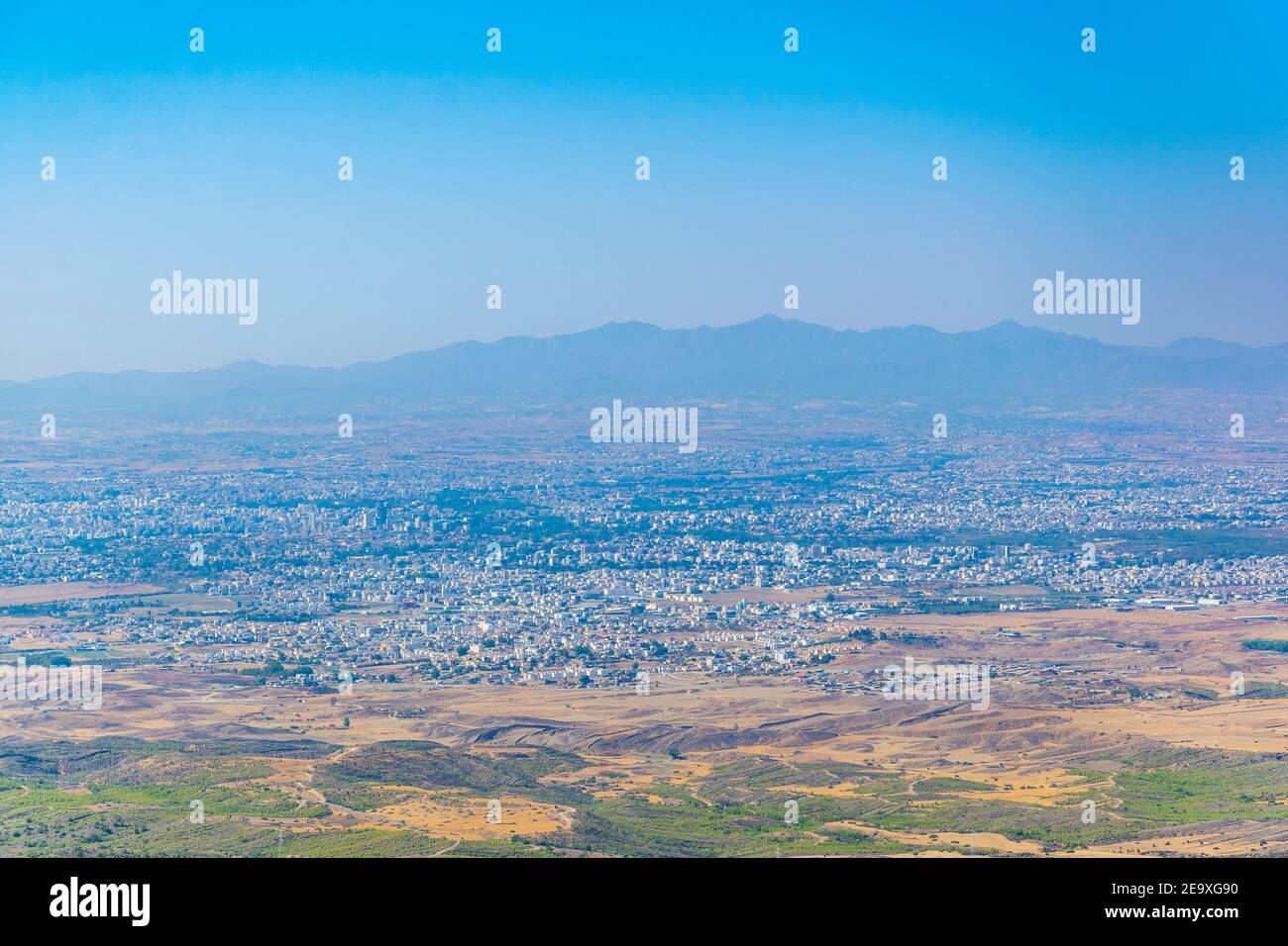 Aerial view of Nicosia/Lefkosa from Buffavento castle in Cyprus Stock ...