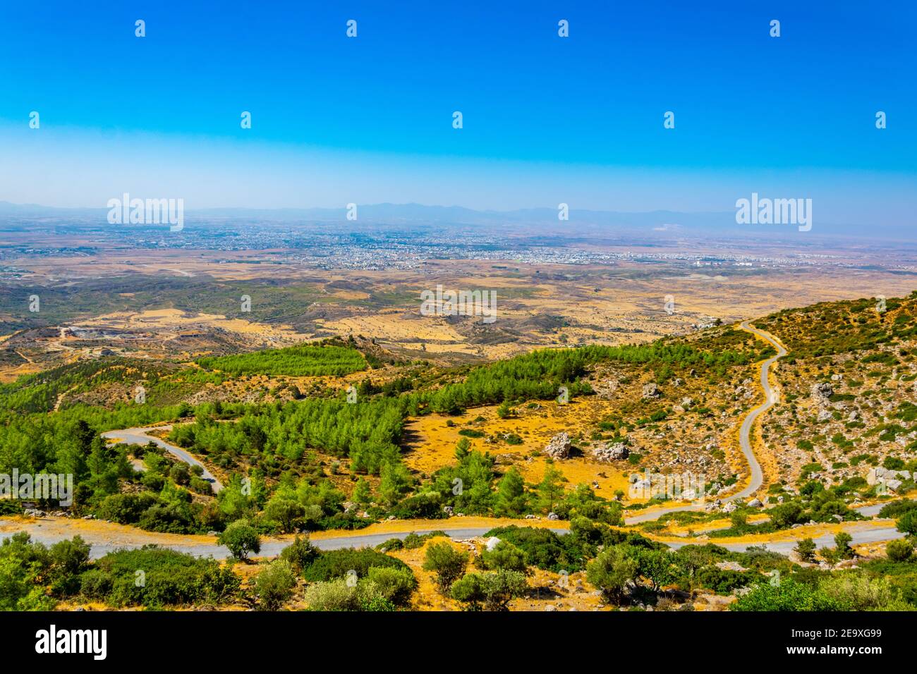 Aerial view of Nicosia/Lefkosa from Buffavento castle in Cyprus Stock ...