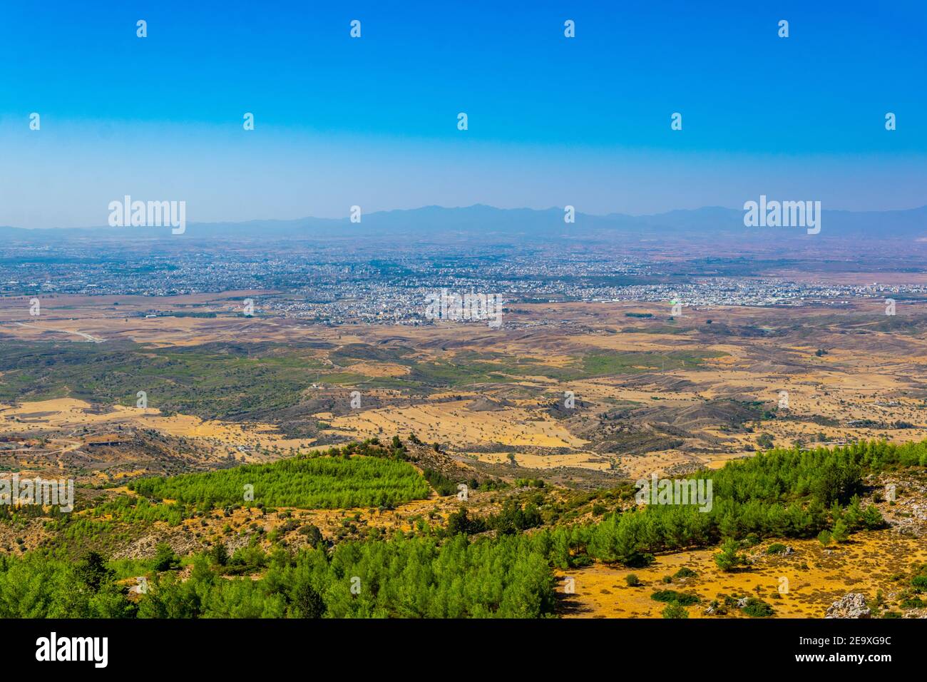Aerial view of Nicosia/Lefkosa from Buffavento castle in Cyprus Stock ...