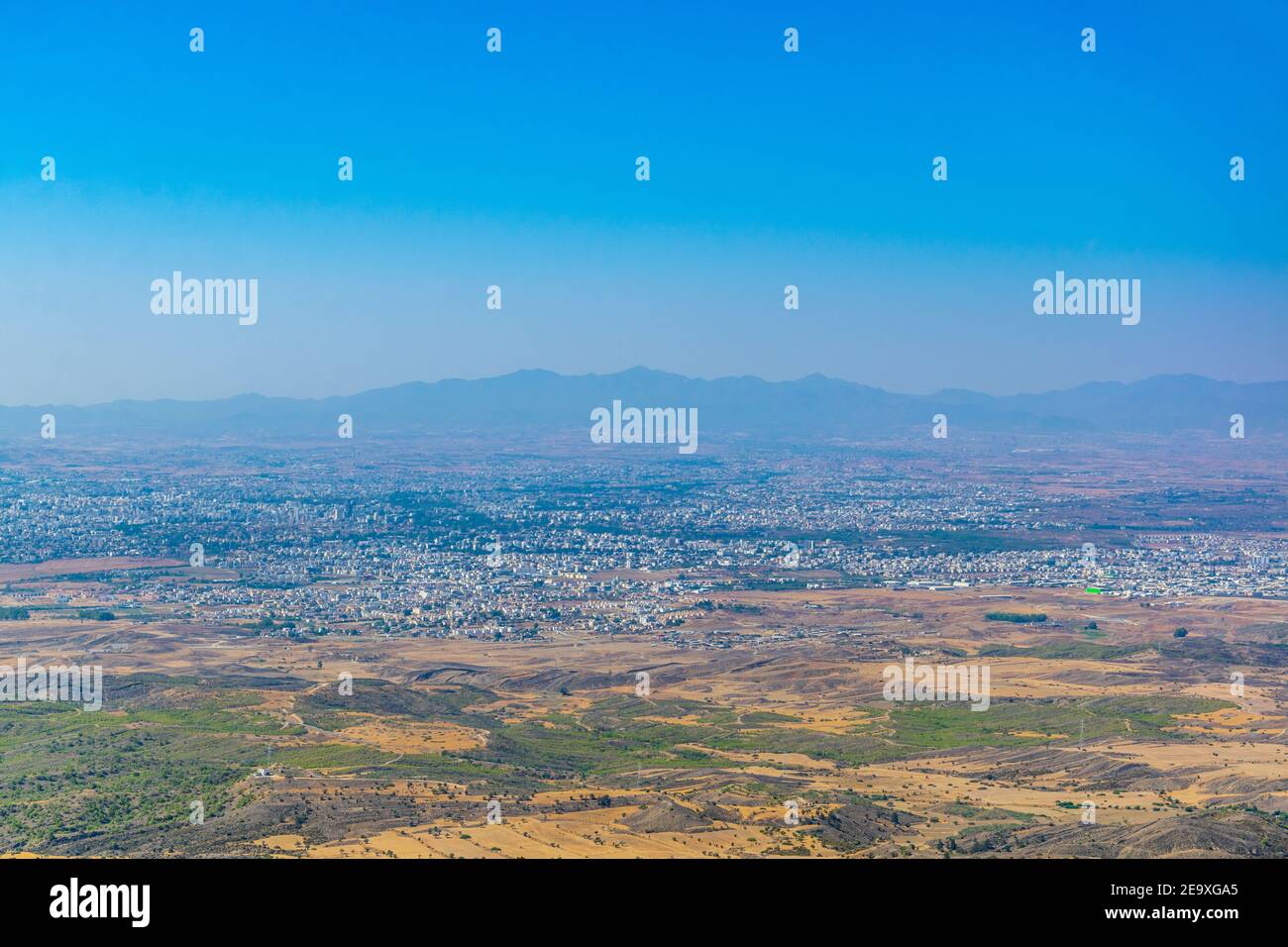 Aerial view of Nicosia/Lefkosa from Buffavento castle in Cyprus Stock ...