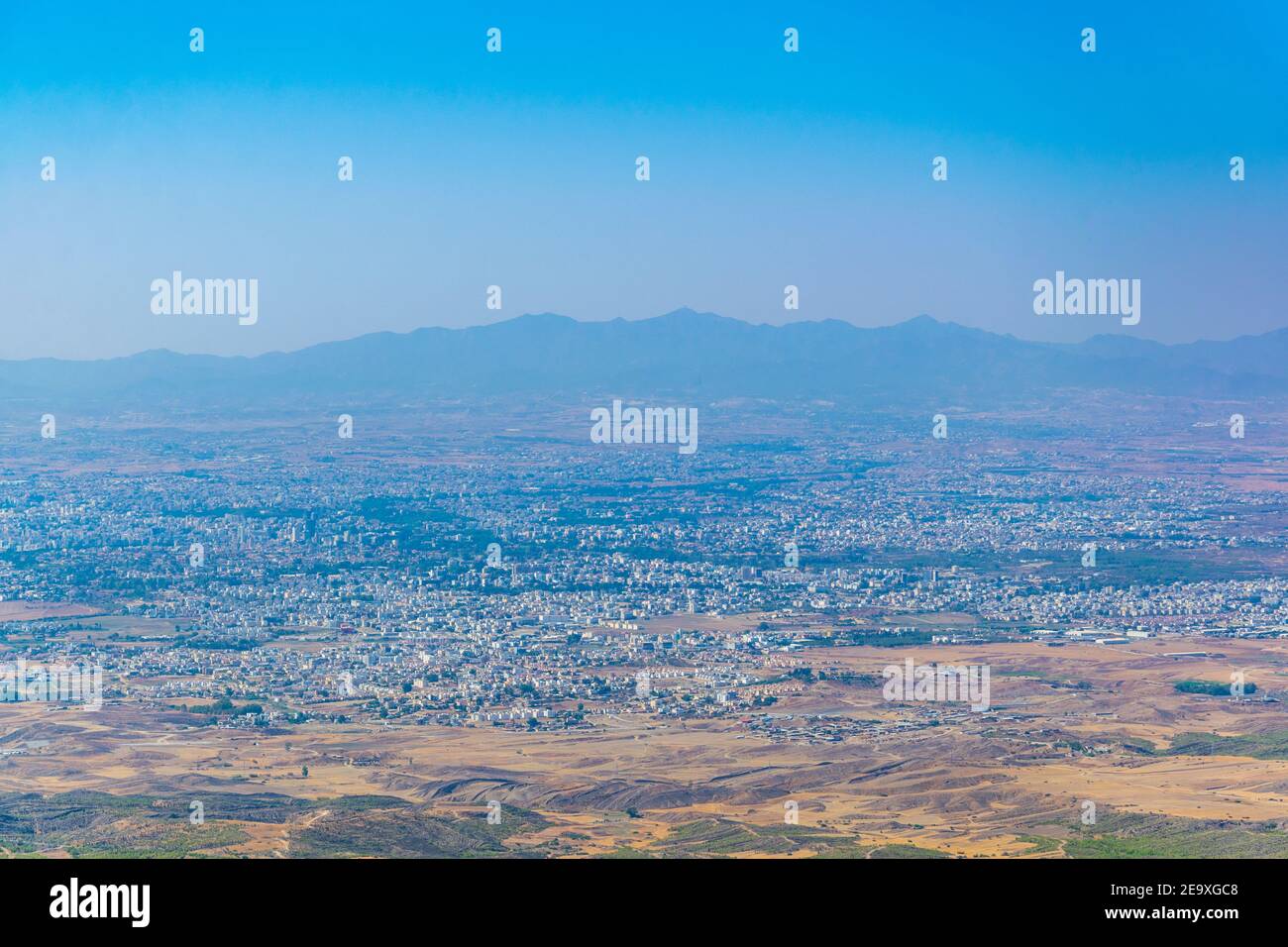 Aerial view of Nicosia/Lefkosa from Buffavento castle in Cyprus Stock ...