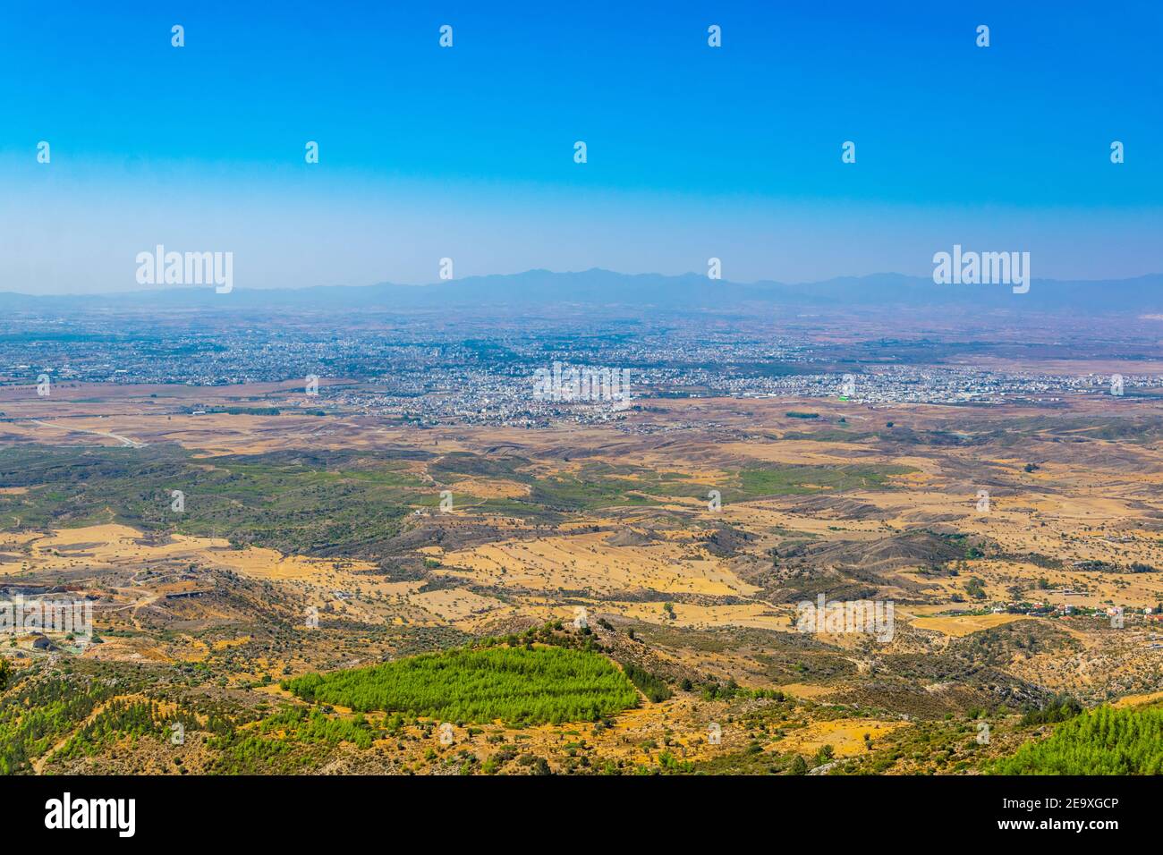 Aerial view of Nicosia/Lefkosa from Buffavento castle in Cyprus Stock ...