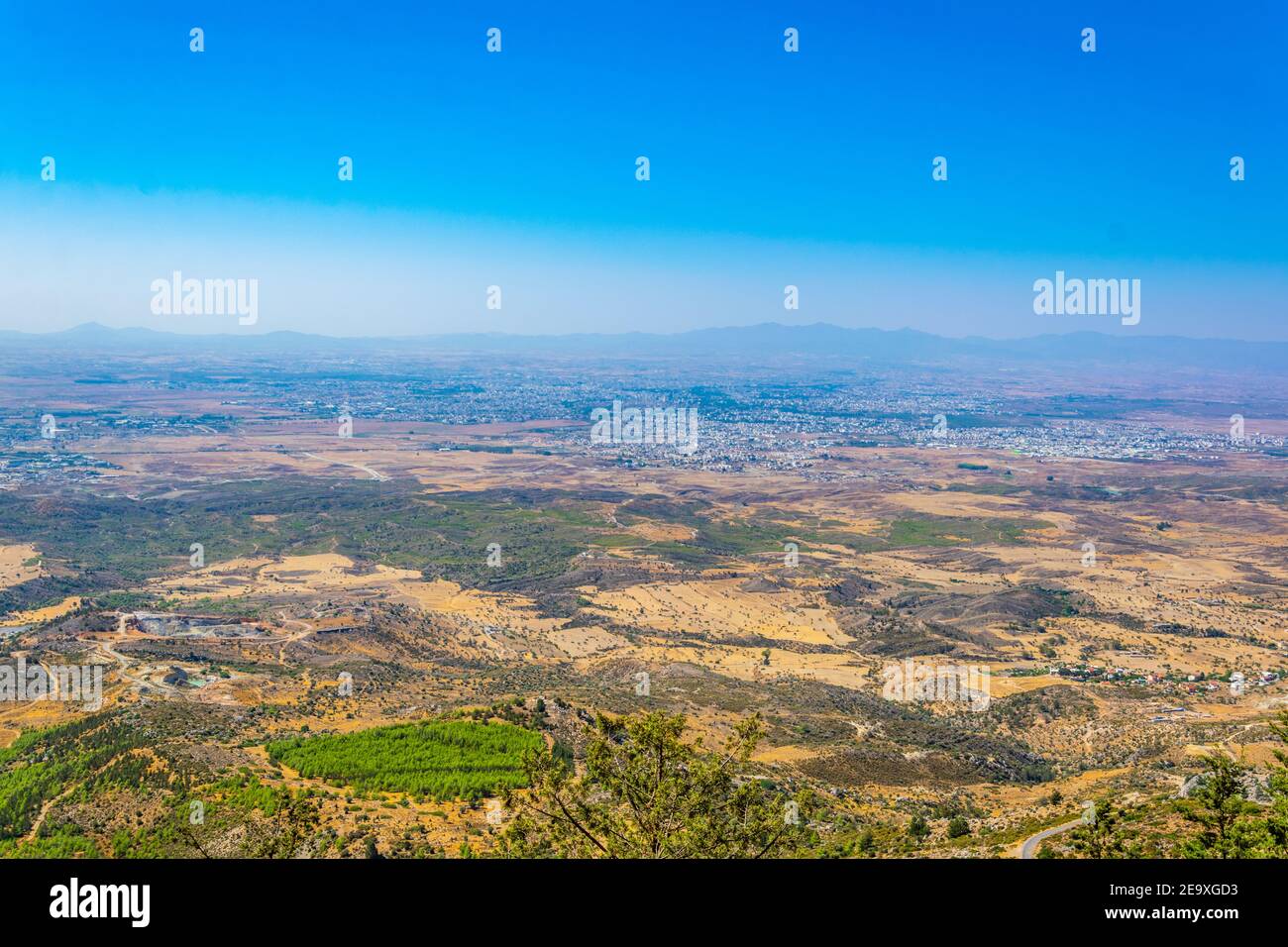 Aerial view of Nicosia/Lefkosa from Buffavento castle in Cyprus Stock ...