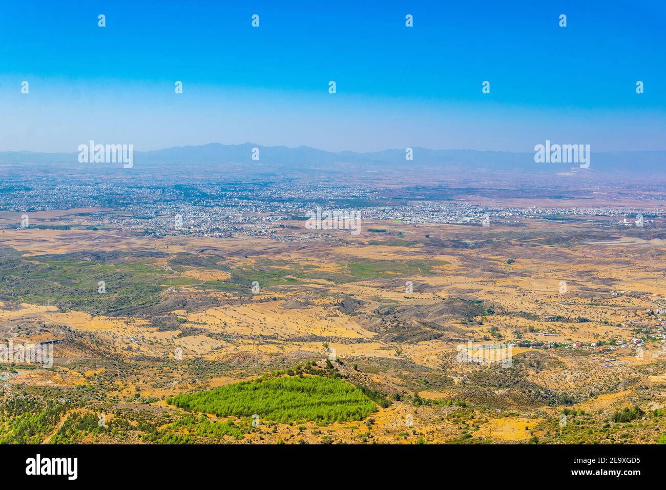 Aerial view of Nicosia/Lefkosa from Buffavento castle in Cyprus Stock ...