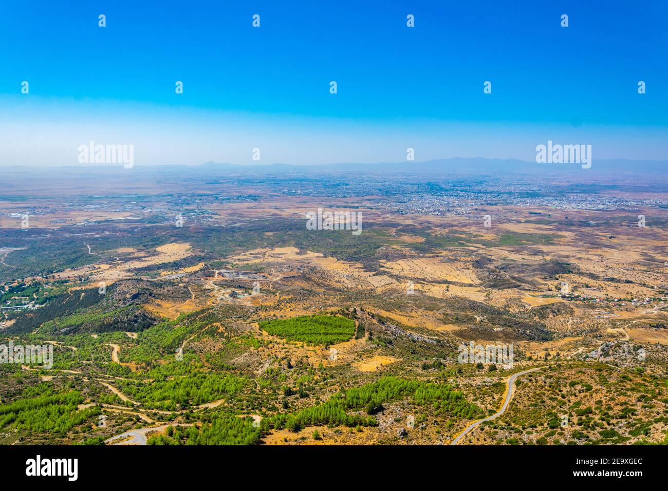 Aerial view of Nicosia/Lefkosa from Buffavento castle in Cyprus Stock ...