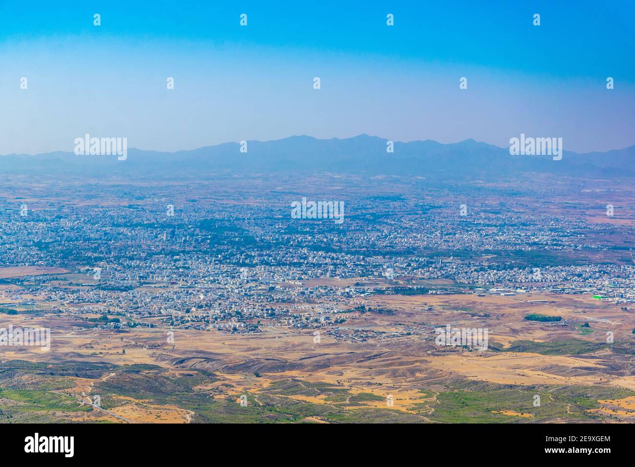 Aerial view of Nicosia/Lefkosa from Buffavento castle in Cyprus Stock ...