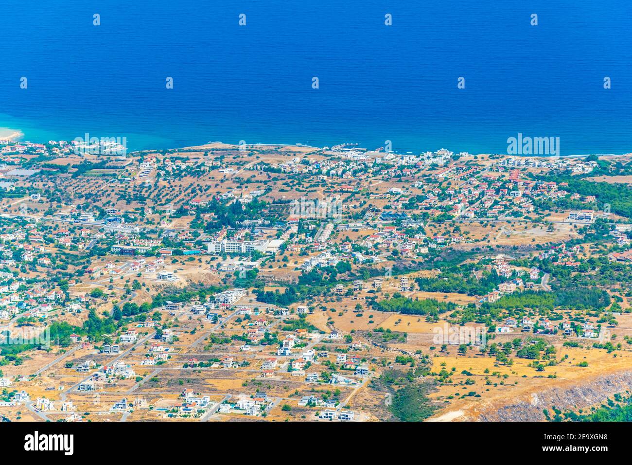 Aerial view of a seaside village in Northern Cyprus Stock Photo - Alamy