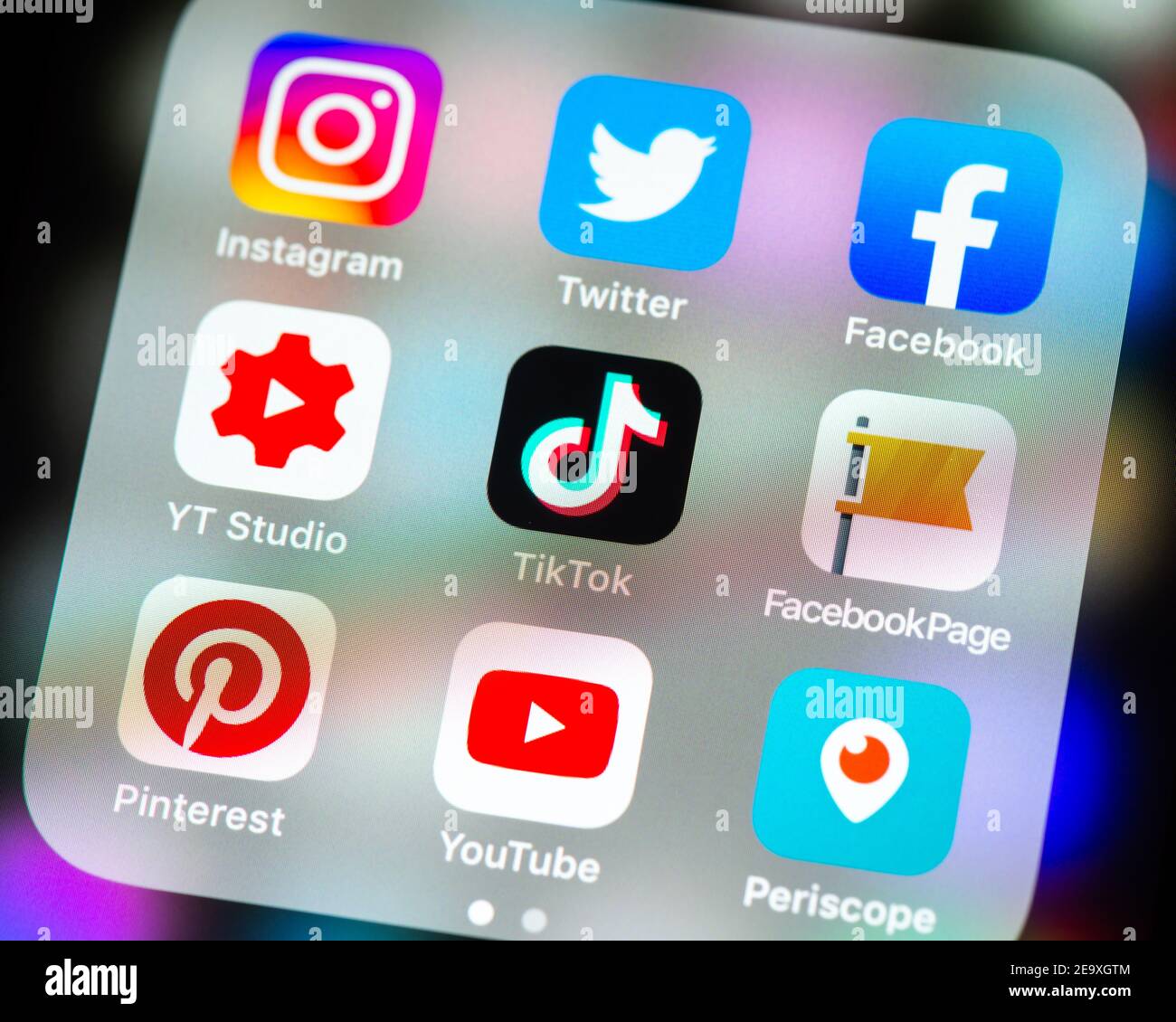Social Media App Icons In Folder On IPhone Screen Stock Photo Alamy