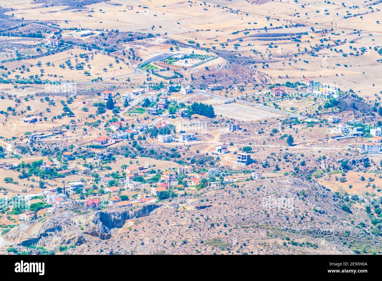 Aerial view of a rural village in Northern Cyprus Stock Photo - Alamy