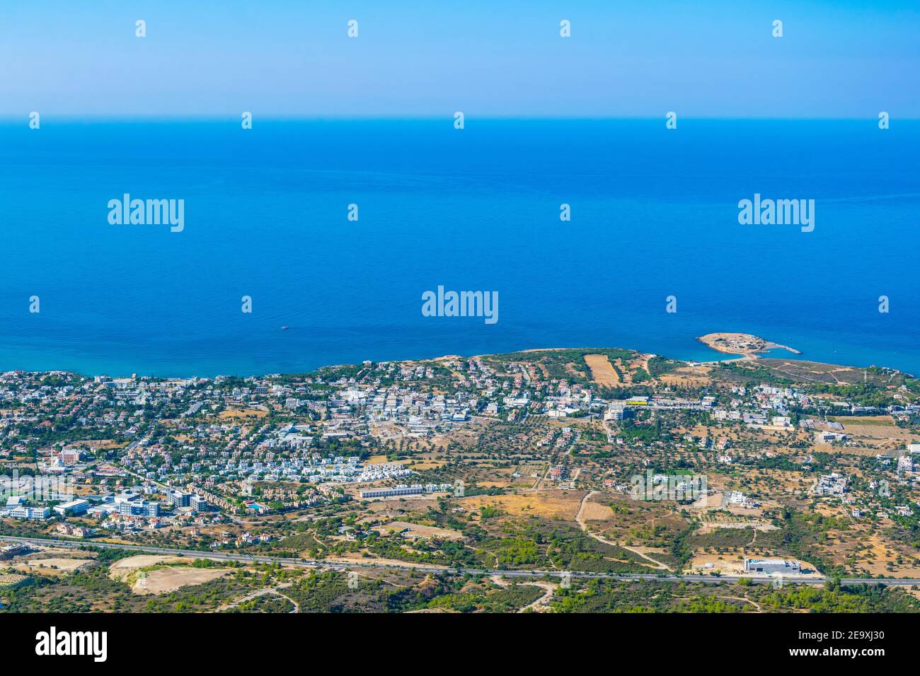 Aerial view of a seaside village in Northern Cyprus Stock Photo - Alamy