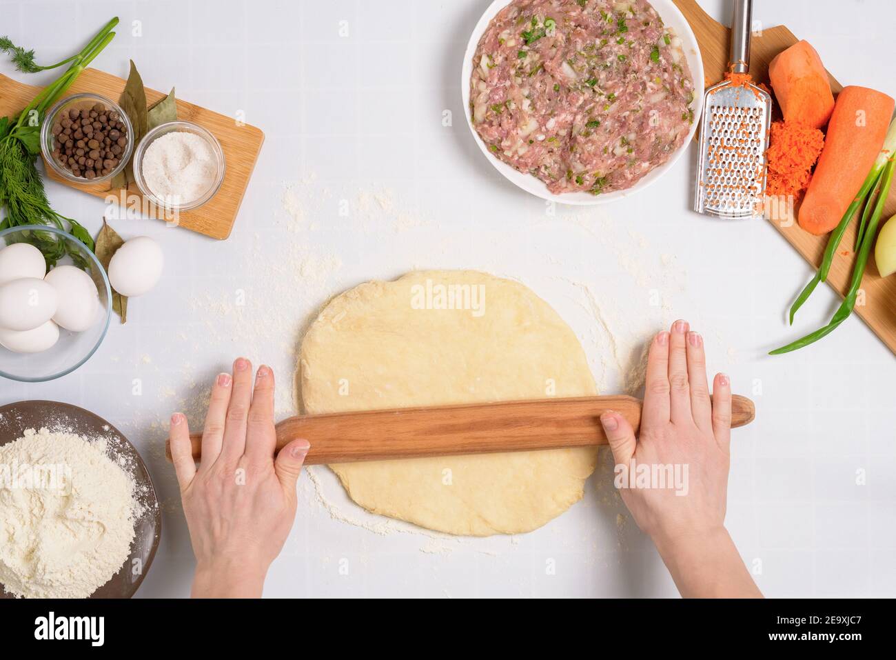 the process of cooking Uzbek manti at home, the ingredients are meat ...