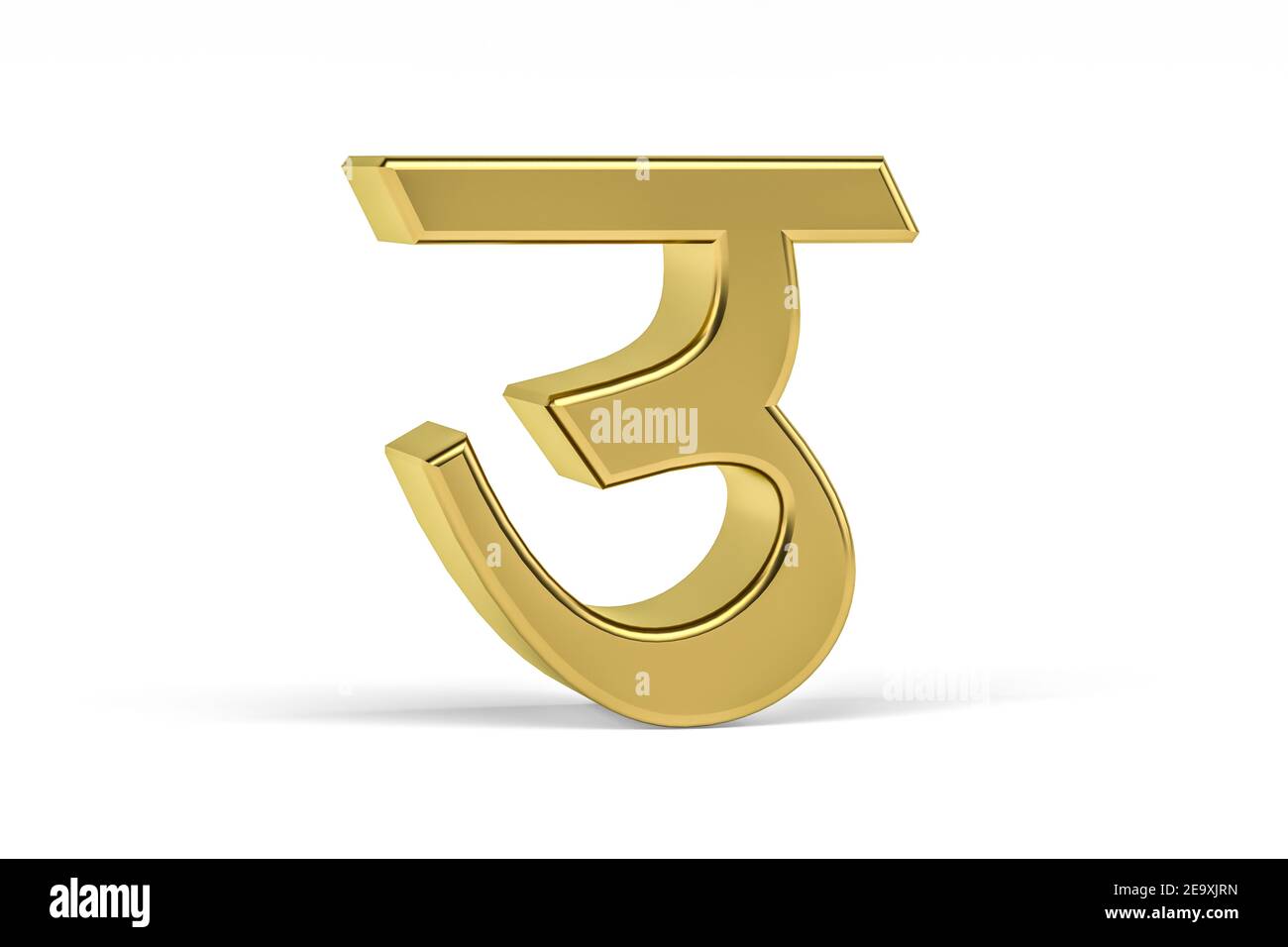 Golden Indian Letter - 3D Indian Letter on White Background - 3d render ...