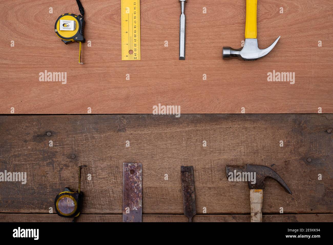 Hamer chisel Tape measure Ruler Collection of old and new woodworking ...