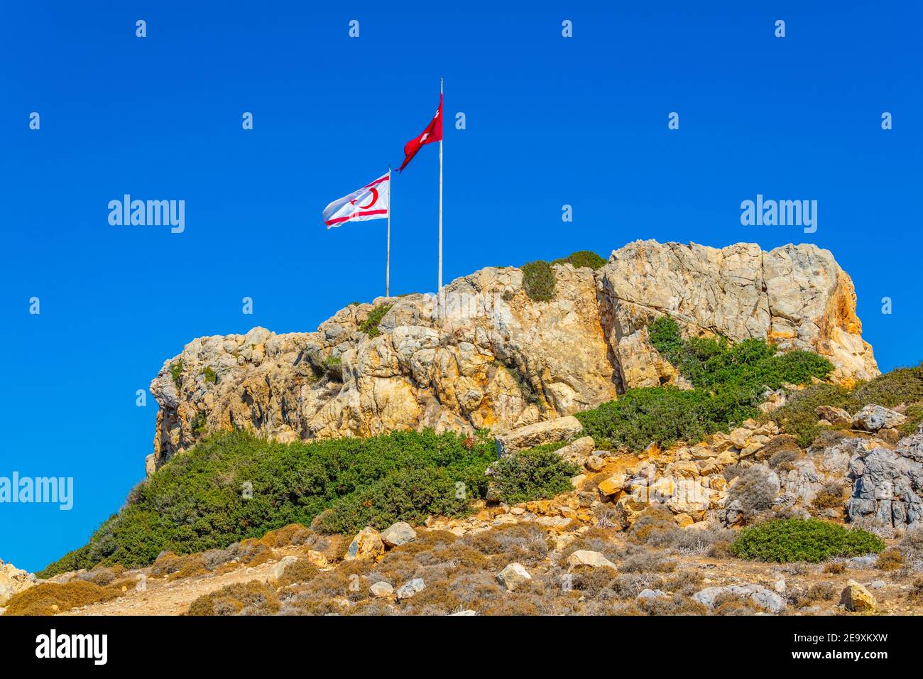 Blue sky background with cyprus flag hi-res stock photography and ...