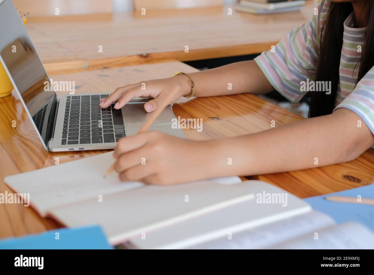 asian girl student studying learning lesson online. remote meeting ...