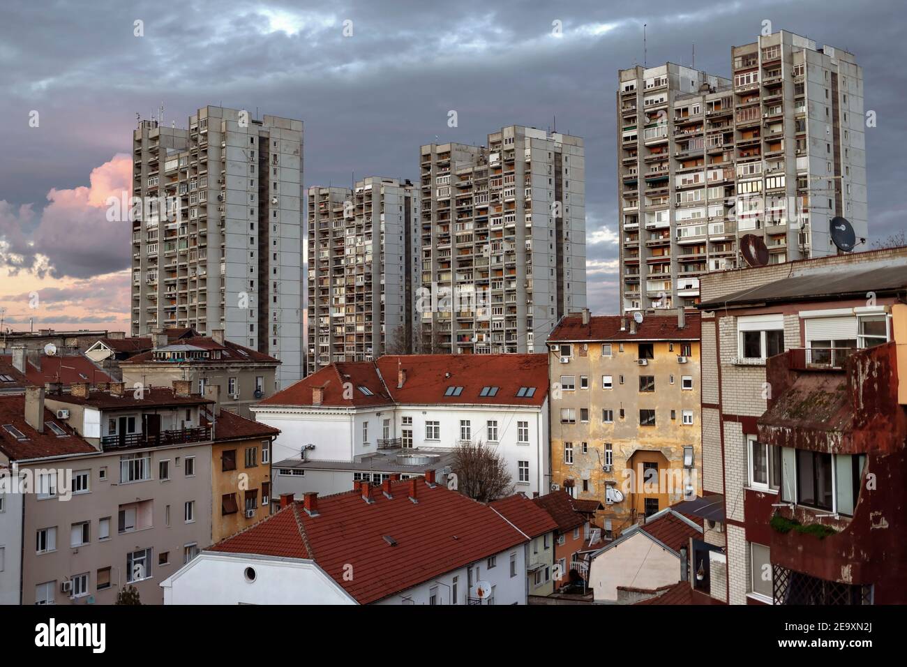 Belgrade, Serbia - View of weathered residential buildings in Zemun ...