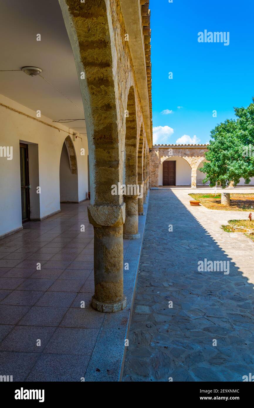 Inner courtyard of Saint Barnabas Monastery near Famagusta, Cyprus ...