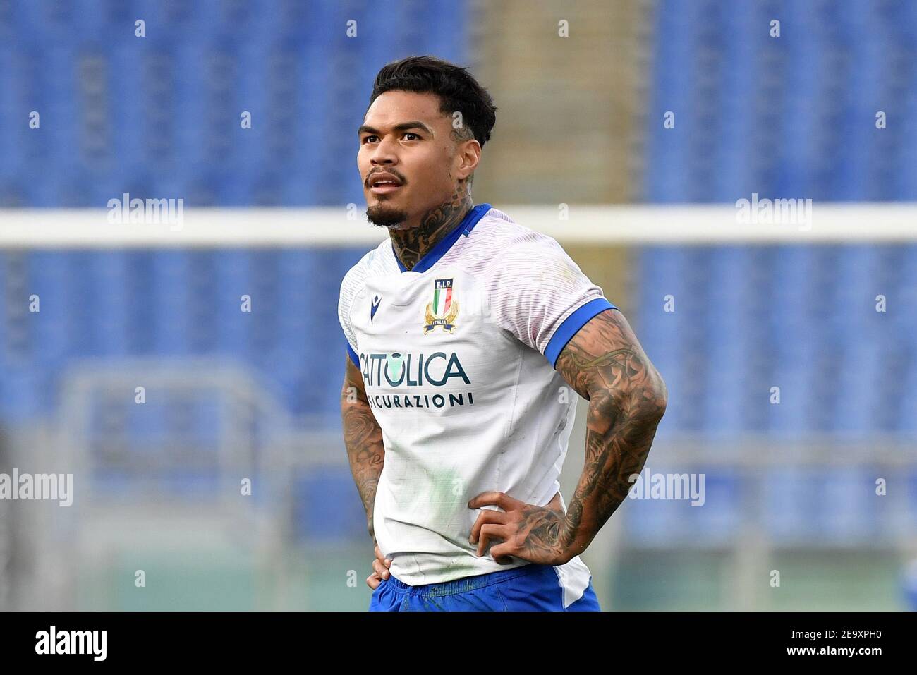 Monty Ioane of Italy Roma, Olimpico stadium, 06/02/2021. Italy vs ...
