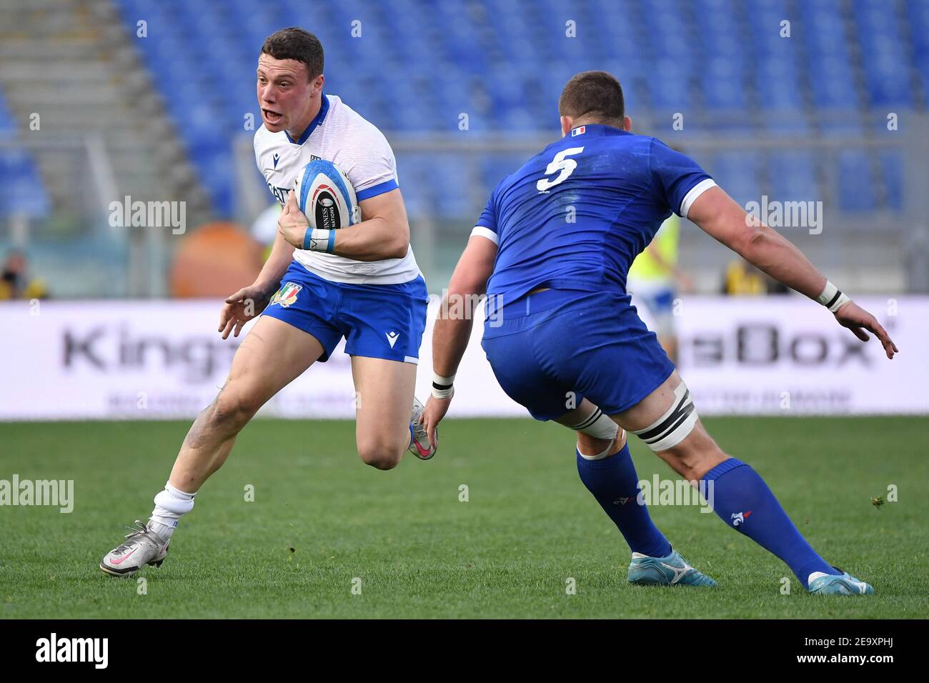 Paolo Garbisi of Italy and Paul Willemse of France,Roma, Olimpico ...