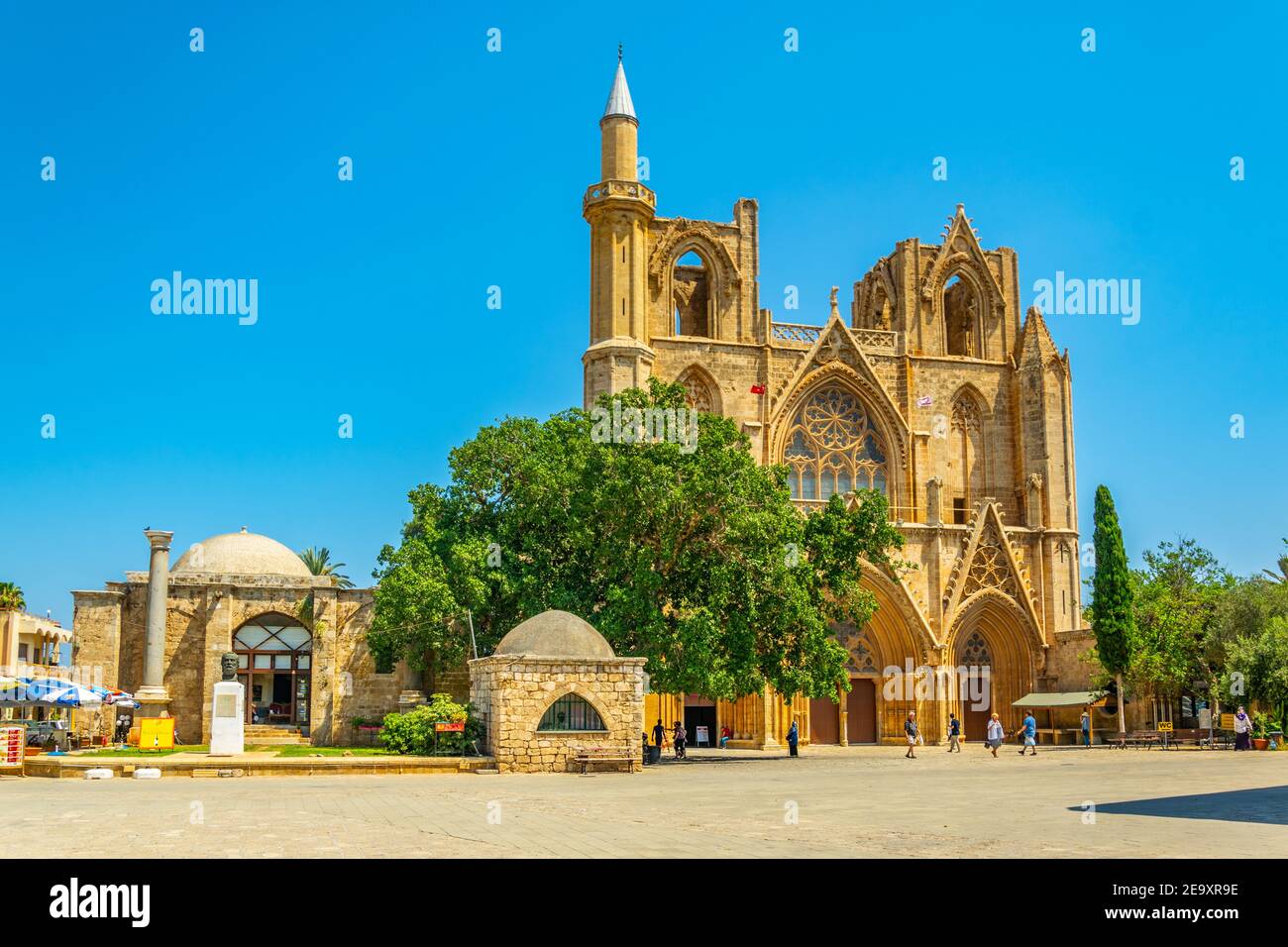 Old town of Famagusta with Lala Mustafa Pasa Mosque, Cyprus Stock Photo ...