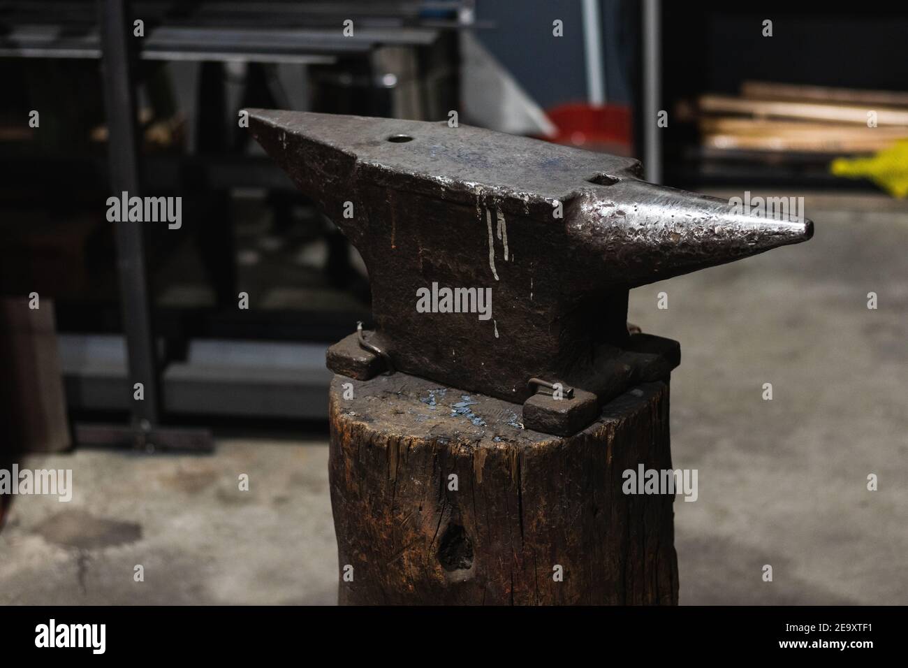 Heavy steel or iron block used for repair of metal in blacksmith ...