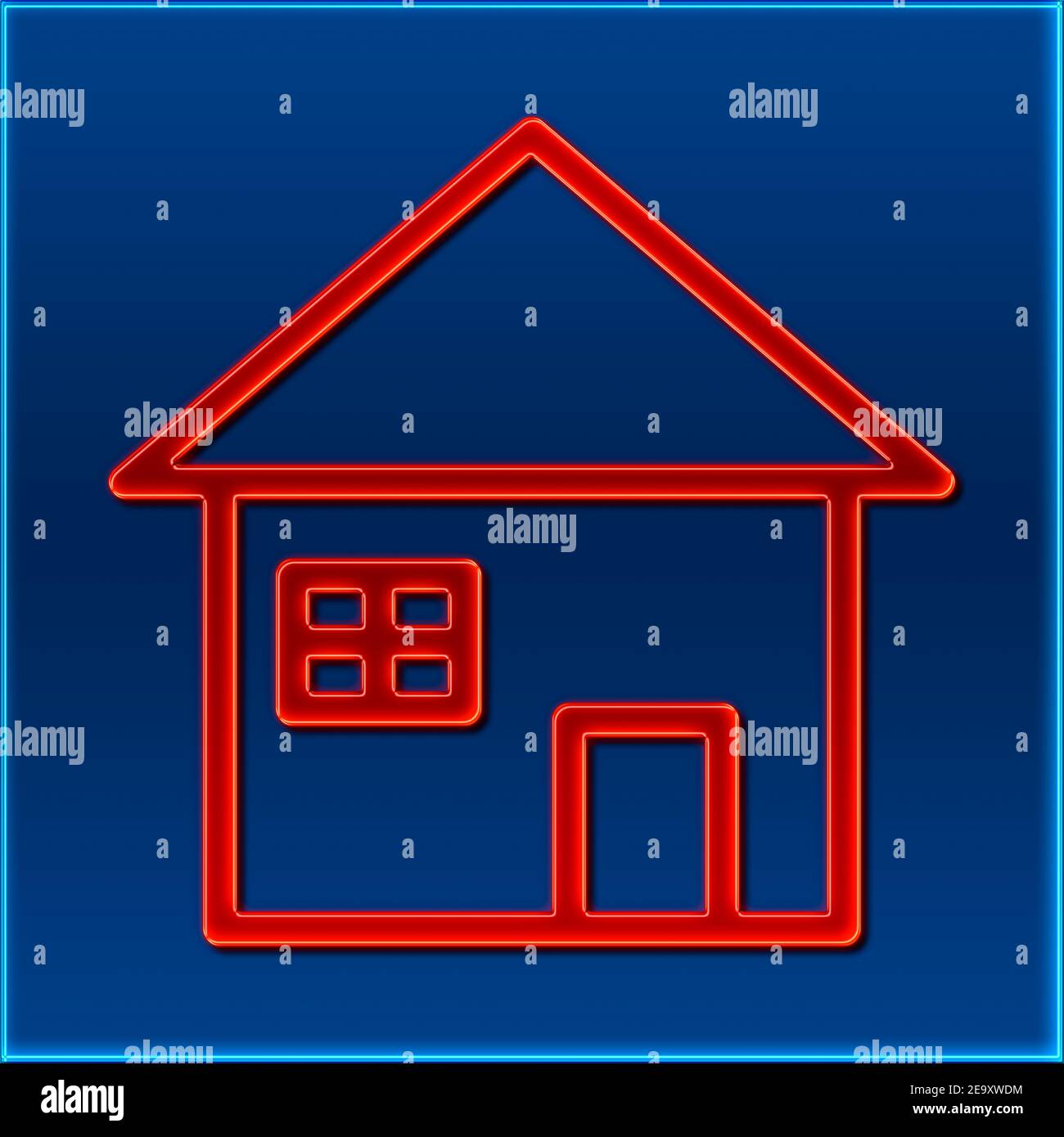 Detailed view of a house in the design of a neon sign Stock Photo - Alamy