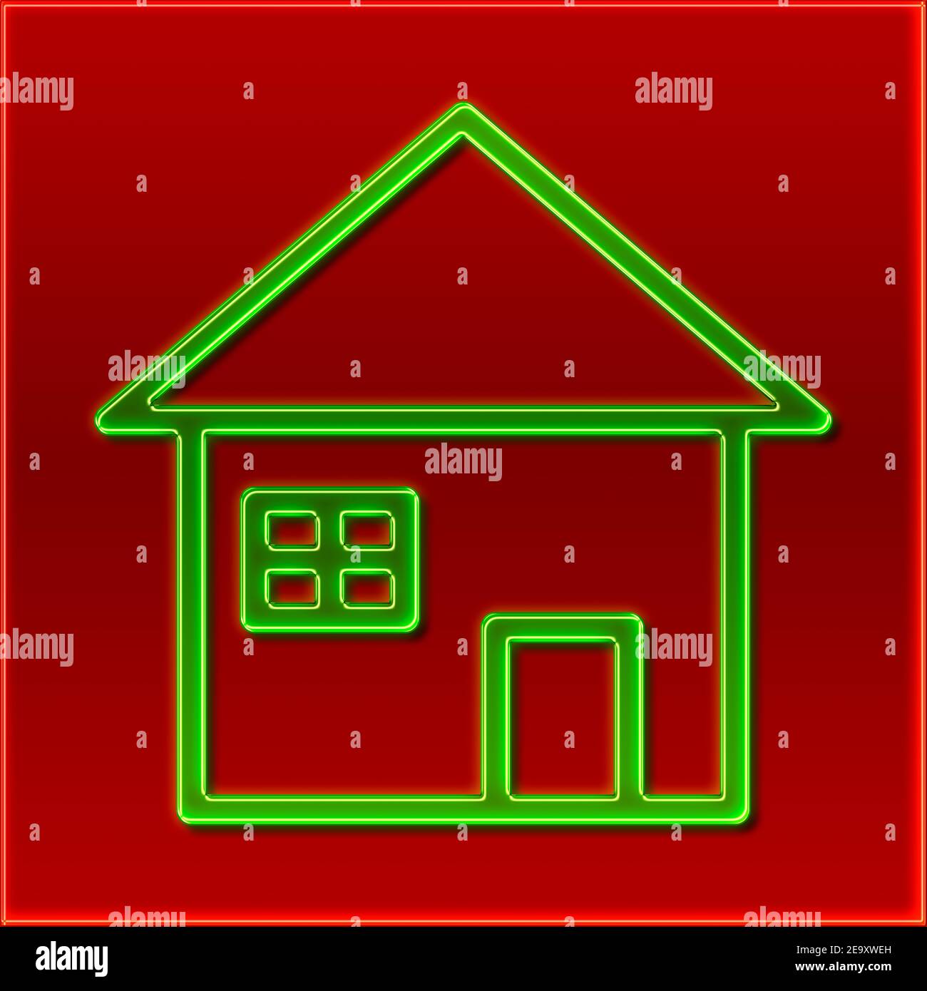 Detailed view of a house in the design of a neon sign Stock Photo - Alamy