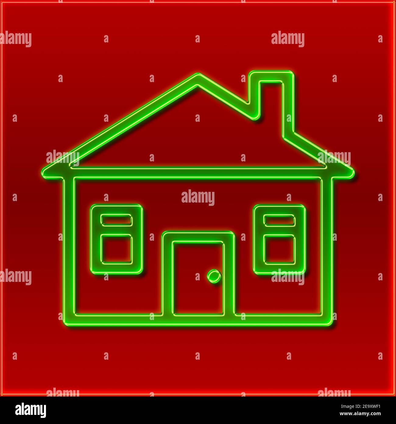 Detailed view of a house in the design of a neon sign Stock Photo - Alamy