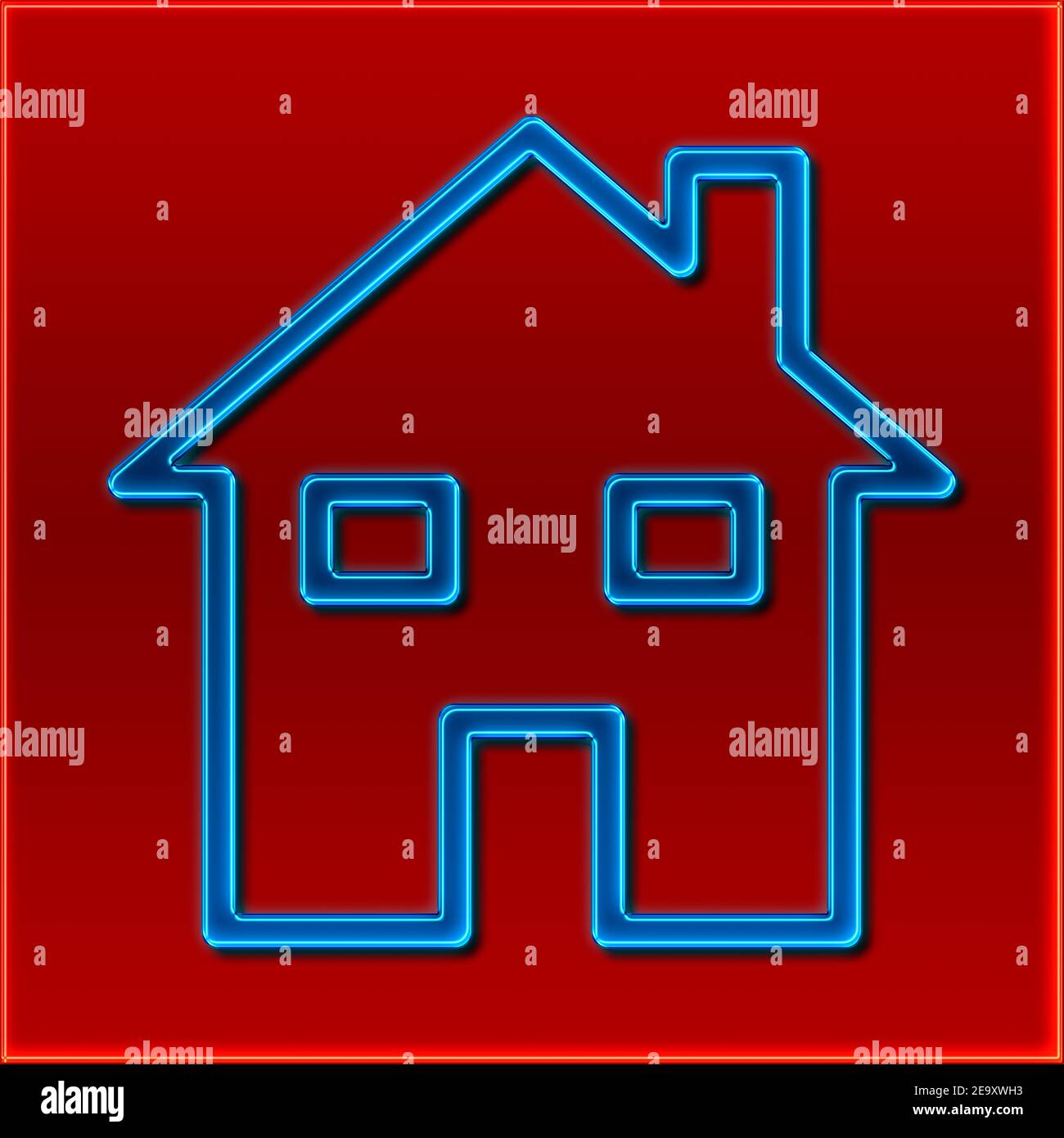 Detailed view of a house in the design of a neon sign Stock Photo - Alamy