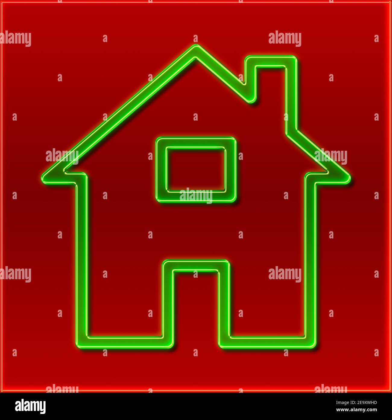 Detailed view of a house in the design of a neon sign Stock Photo - Alamy